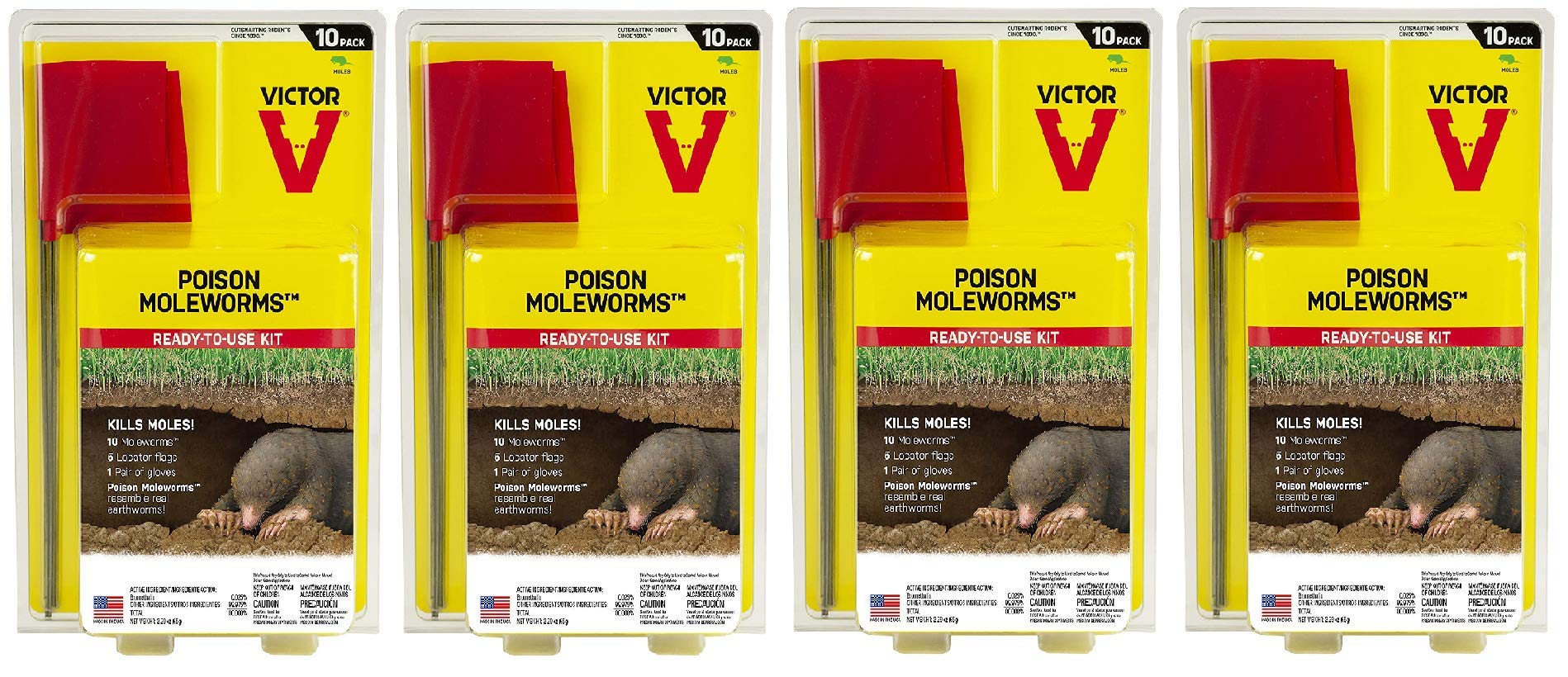 Victor M6009 Poison Moleworms, Yellow - Fоur Расk