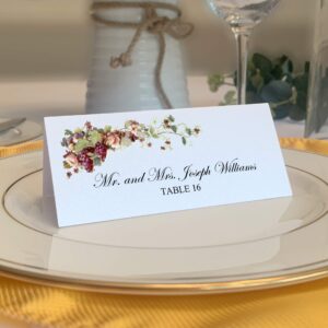 grapes and peach roses swag printable place cards, set of 60 (10 sheets), laser & inkjet printers - wedding, party, dinner, and special events - made in the usa