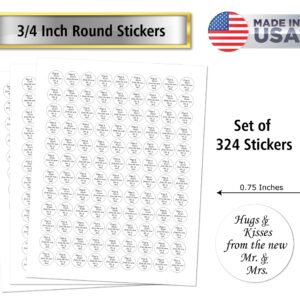 324 Hugs and Kisses from The new Mr. & Mrs. Kiss Wedding Stickers, Chocolate Drops Labels Stickers for Weddings, Bridal Shower Engagement Party Decorations, Party Favors Decor for Kisses