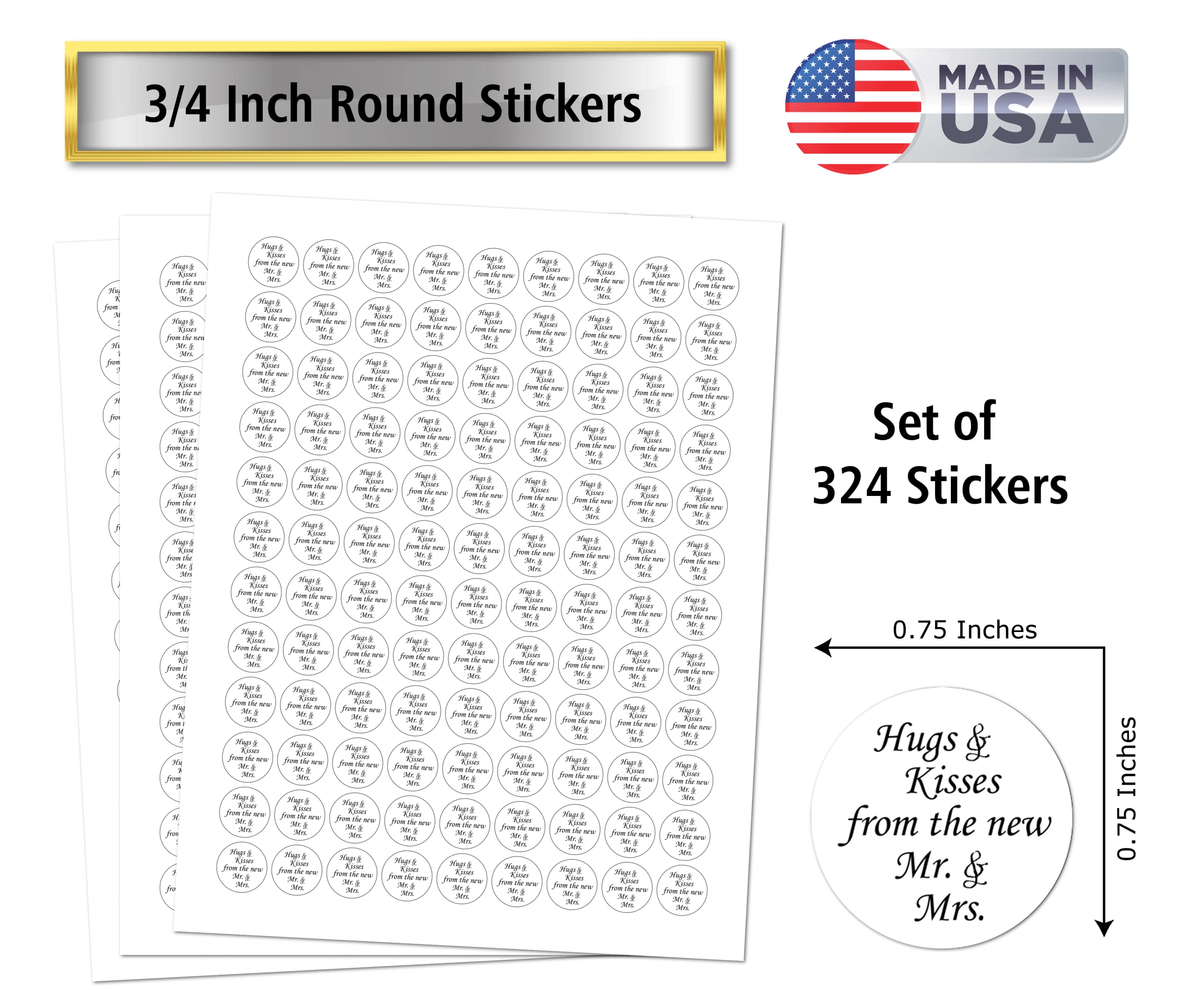 324 Hugs and Kisses from The new Mr. & Mrs. Kiss Wedding Stickers, Chocolate Drops Labels Stickers for Weddings, Bridal Shower Engagement Party Decorations, Party Favors Decor for Kisses