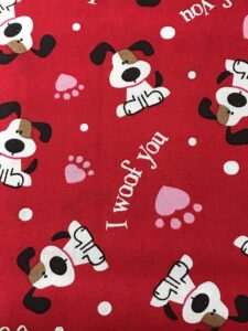 valentine's day love holiday 100% cotton sewing fabric fat quarters size: 1/4 yard or fat quarter - 18” x 22” (i woof you red)