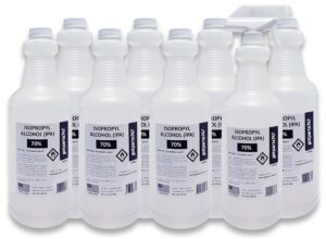 isopropyl alcohol 70% - 8 x 1000 ml (more than 2 gallons) usp grade ipa 70 percent - includes a trigger sprayer - made in the usa