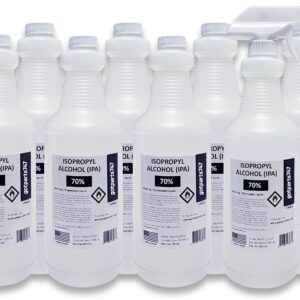 Isopropyl Alcohol 70% - 8 x 1000 ml (More Than 2 Gallons) USP Grade IPA 70 Percent - Includes a Trigger Sprayer - Made in The USA