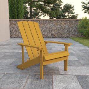 bizchair commercial poly resin adirondack chair - yellow - all-weather - indoor/outdoor