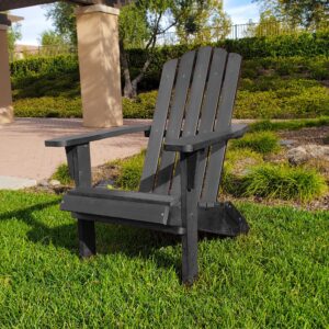 PolyTEAK Folding Adirondack Chair, Premium Weather Resistant Poly Lumber, Outdoor Patio Furniture, Up to 300 lbs, Plastic Adirondack Chairs for Patio Garden Fire Pit, Classic Collection - Black