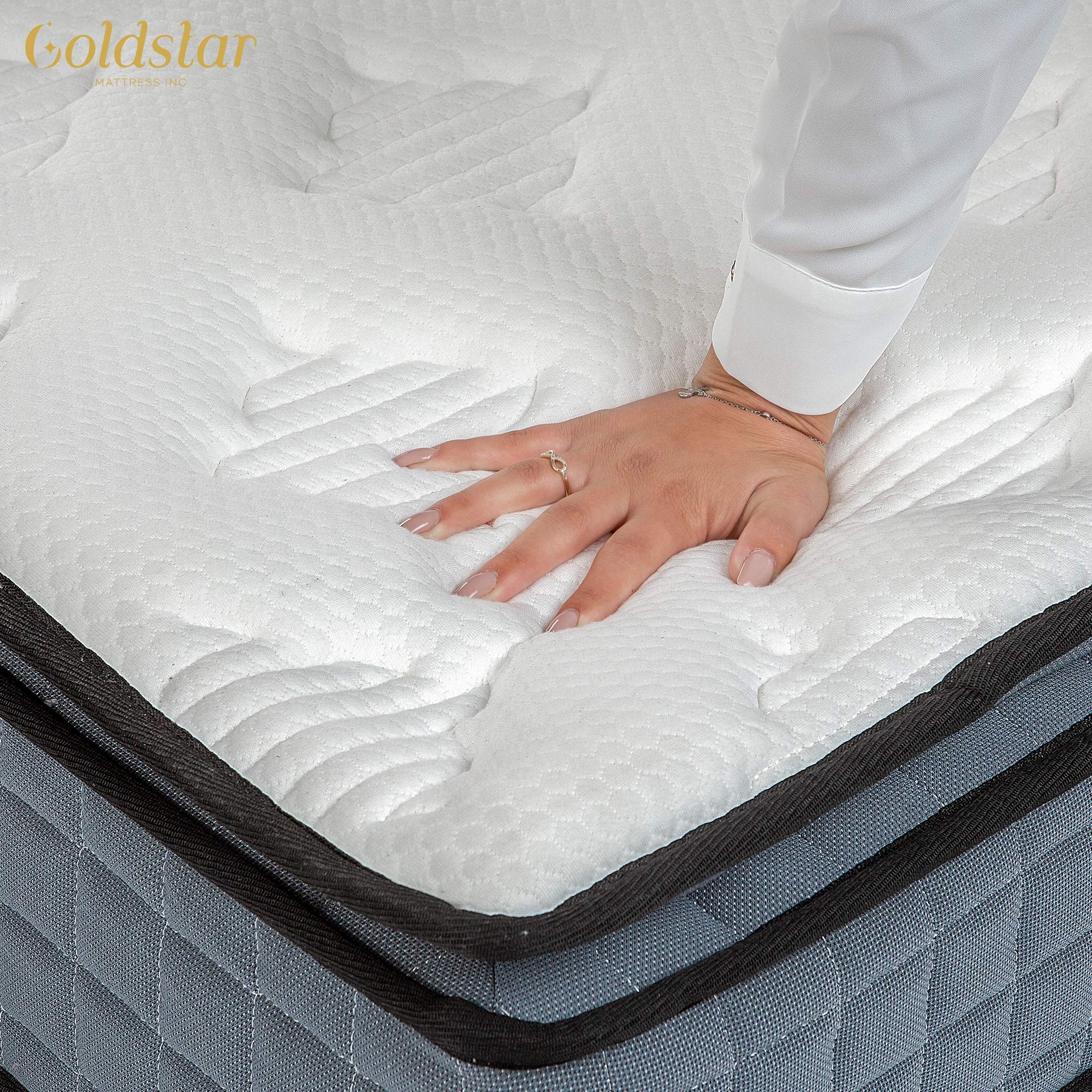 Goldstar 9 Inch Pillow Top Mattress -Pressure-Reducing Bed Foam Mattress with Memory and Eco Cell Foam Layers - Firm Pillowtop Mattress with Pocket Coil Springs to Isolate Motion and Avoid Sagging