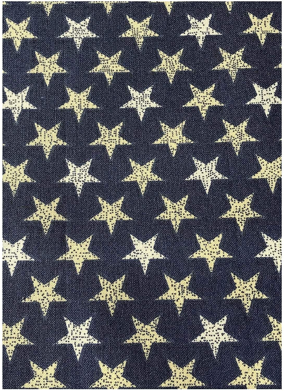 American Patriotic Patriotism 4th of July Celebration Red White Blue 100% Cotton Sewing Fabric fat quarters Size: 1/4 Yard or Fat Quarter 18” L x 21.5-22” W (Rustic Mini Stars on Navy)