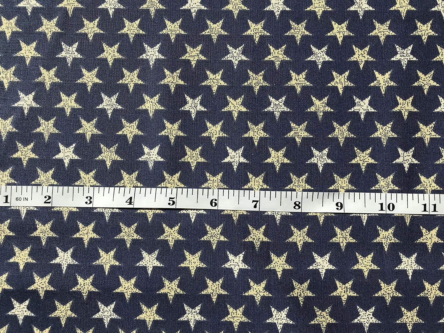 American Patriotic Patriotism 4th of July Celebration Red White Blue 100% Cotton Sewing Fabric fat quarters Size: 1/4 Yard or Fat Quarter 18” L x 21.5-22” W (Rustic Mini Stars on Navy)