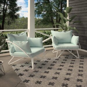 Novogratz Poolside Gossip Collection, Teddi Outdoor Lounge Chairs, 2-Piece, Aqua Haze