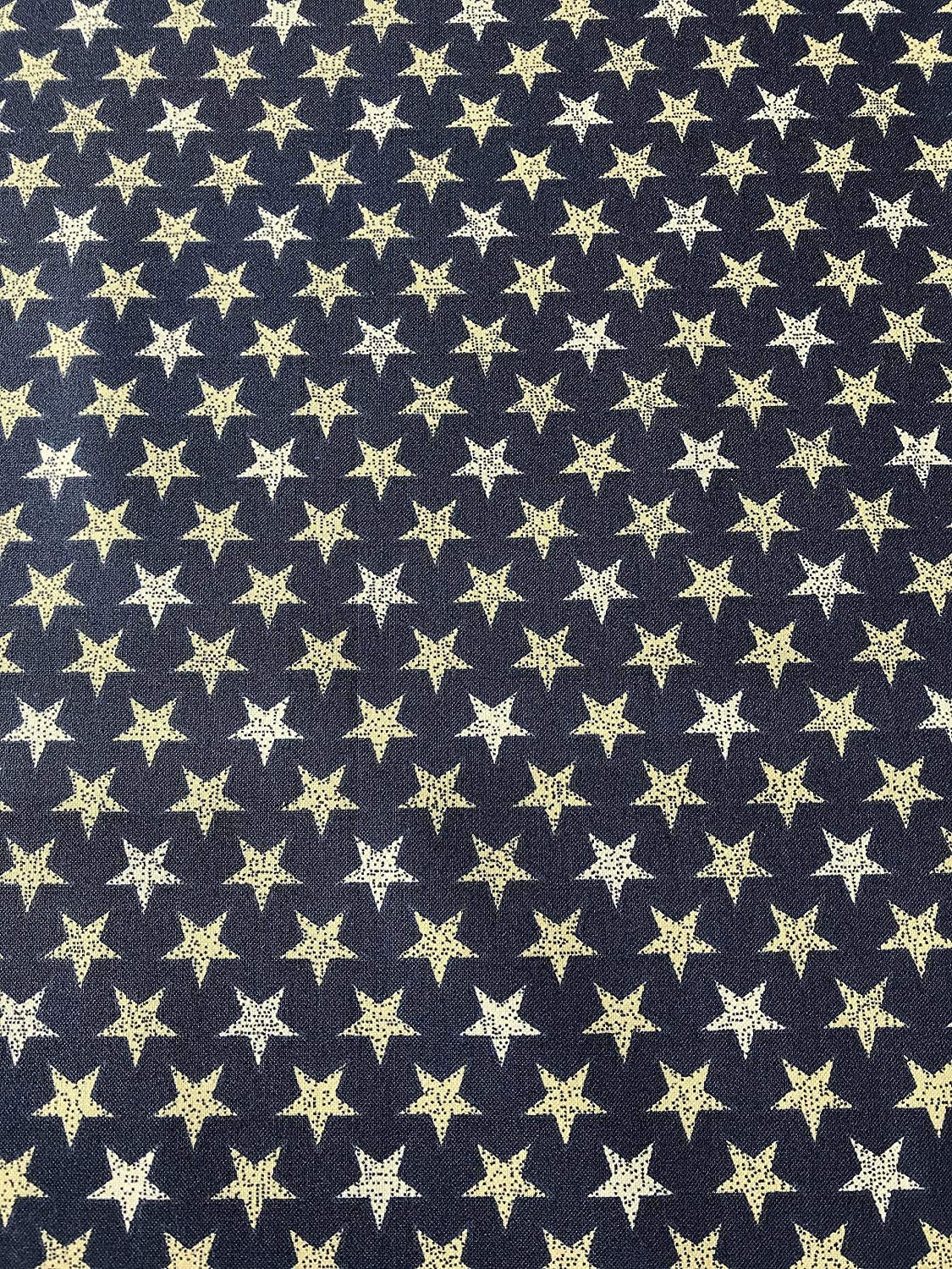 American Patriotic Patriotism 4th of July Celebration Red White Blue 100% Cotton Sewing Fabric fat quarters Size: 1/4 Yard or Fat Quarter 18” L x 21.5-22” W (Rustic Mini Stars on Navy)