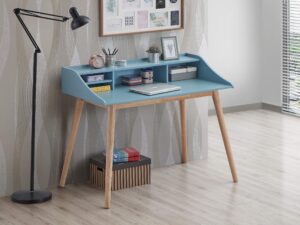 roundhill furniture roskilde storage wood office desk, blue