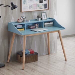 Roundhill Furniture Roskilde Storage Wood Office Desk, Blue