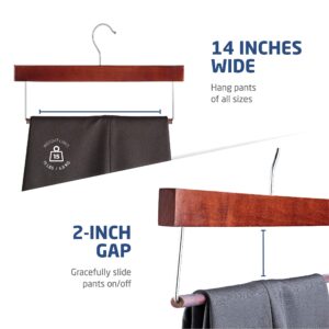 ZOBER High-Grade Wooden closet Hangers for Pant, Jeans, Slacks, Trouser with Non Slip Bar Smooth Finish, 360° Hook- (10 Pack)