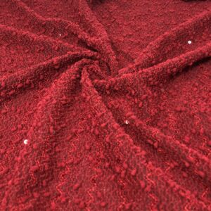 Solid Sequin Boucle Sweaterknit by Elotex International Fabric (Burgundy)