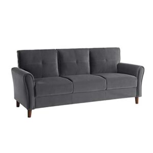 lexicon morgan 80" w velvet living room sofa couch, gray