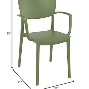 Siesta Lisa Outdoor Set of 2 Dining Arm Chair Olive Green ISP126-OLG