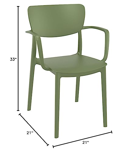 Siesta Lisa Outdoor Set of 2 Dining Arm Chair Olive Green ISP126-OLG