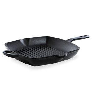 bk bourgogne enameled cast iron induction nonstick grill pan, pfas free, dishwasher safe, jet black