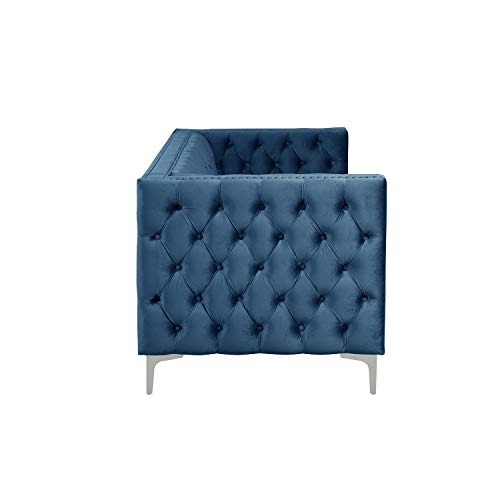 Morden Fort Sofas for Living Room, 85" Blue Chesterfield Sofa with Button Tufted & Nailhead Trim, Classic Velvet Upholstered Sofa for Office, Apartment, Home