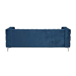 Morden Fort Sofas for Living Room, 85" Blue Chesterfield Sofa with Button Tufted & Nailhead Trim, Classic Velvet Upholstered Sofa for Office, Apartment, Home