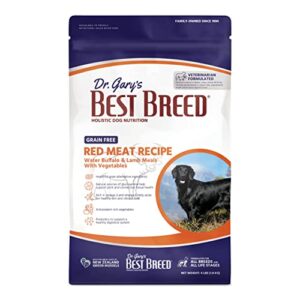 best breed dr. gary's grain free red meat recipe slow-cooked in usa [natural dry dog food for all breeds and sizes] - 26lbs., dark brown