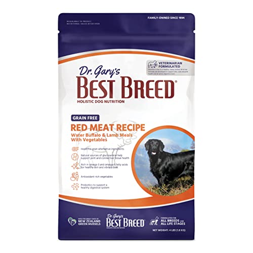 Best Breed Dr. Gary's Grain Free Red Meat Recipe Slow-Cooked in USA [Natural Dry Dog Food for All Breeds and Sizes] - 4lbs., Dark Brown