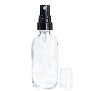 GlassBottleOutlet (24 Pack) 2 oz. Clear Boston Round with Black Fine-Mist Sprayer