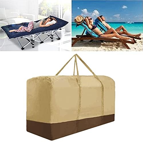 Cushion Storage Bag for Outdoor Cushions Extra Large 420D Oxford Waterproof Dust Proof Outdoor Zippered Patio Cushion Storage Bag (Beige,2 Pack)