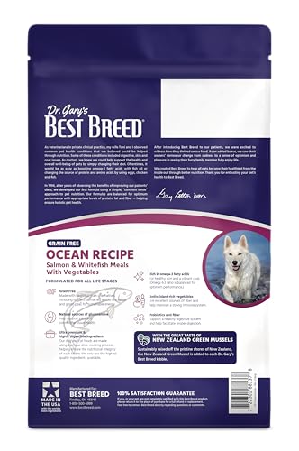 Best Breed Dr. Gary's Grain Free Ocean Recipe Slow-Cooked in USA, Natural Dry Dog Food for All Breeds and Sizes, 4lbs.