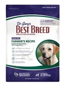 best breed dr. gary's grain free farmer's recipe slow-cooked in usa, natural dry dog food for all breeds and sizes, 13lbs.