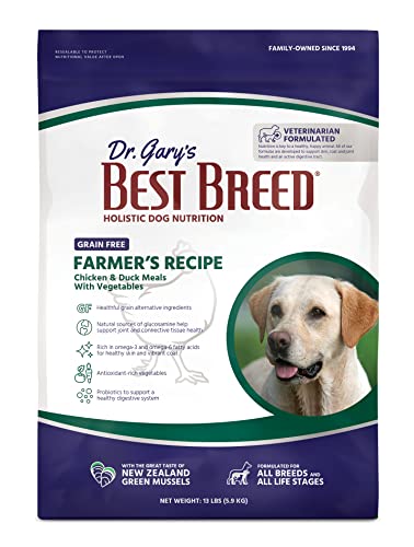 Best Breed Dr. Gary's Grain Free Farmer's Recipe Slow-Cooked in USA, Natural Dry Dog Food for All Breeds and Sizes, 13lbs.