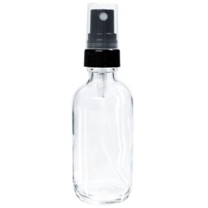 GlassBottleOutlet (24 Pack) 2 oz. Clear Boston Round with Black Fine-Mist Sprayer