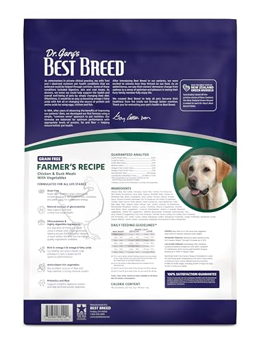 Best Breed Dr. Gary's Grain Free Farmer's Recipe Slow-Cooked in USA, Natural Dry Dog Food for All Breeds and Sizes, 13lbs.