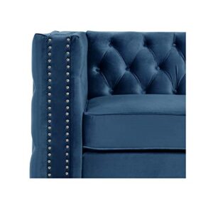 Morden Fort Sofas for Living Room, 85" Blue Chesterfield Sofa with Button Tufted & Nailhead Trim, Classic Velvet Upholstered Sofa for Office, Apartment, Home