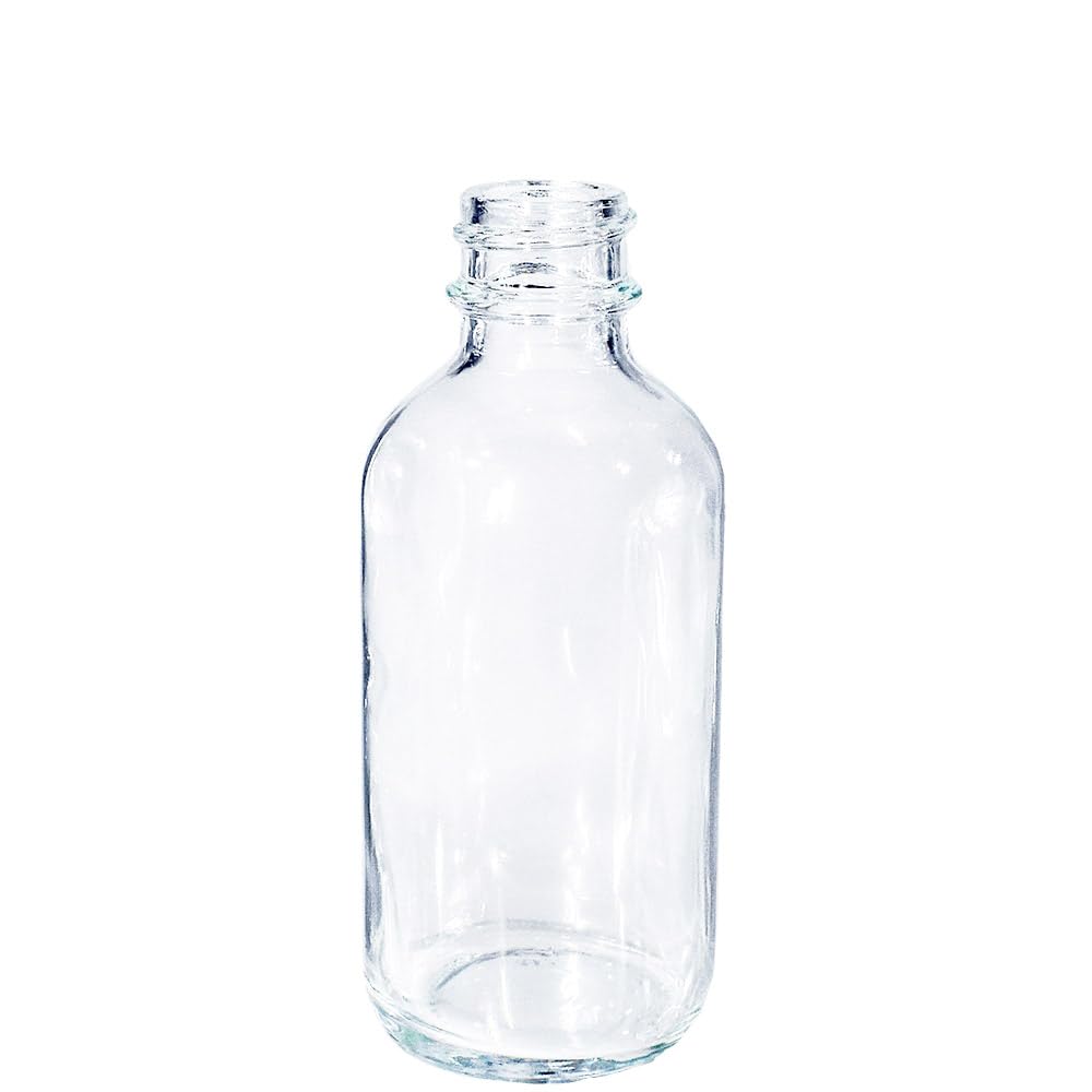 GlassBottleOutlet (24 Pack) 2 oz. Clear Boston Round with Black Fine-Mist Sprayer