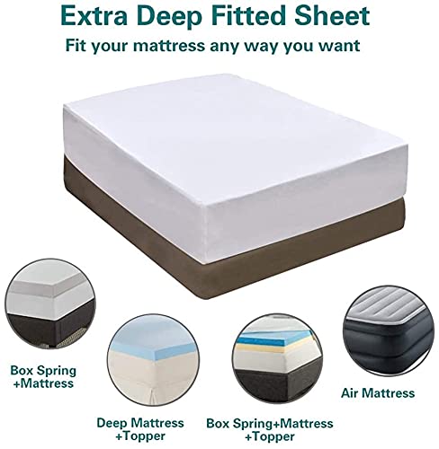 Bedecor Extra Deep Pocket Twin Fitted Sheet Only for 18 to 21 Inch Super Thick Mattress That Stay Tight,All Around Elastic Bottom,Doesn't Pop Off