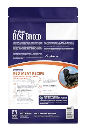 Best Breed Dr. Gary's Grain Free Red Meat Recipe Slow-Cooked in USA [Natural Dry Dog Food for All Breeds and Sizes] - 4lbs., Dark Brown