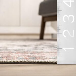 nuLOOM Layna Machine Washable Distressed Vintage Runner Rug, 2' 6" x 8', Light Grey, Rectangular, 0.15" Thick