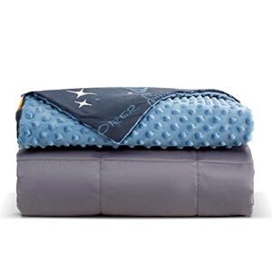 sleep zone cooling weighted blanket for throw size (41"x60", 7 lb) with removable minky cover and premium glass beads, space rocket pattern