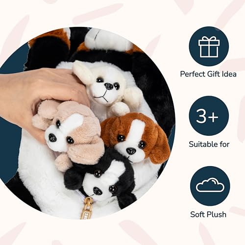 PixieCrush Dog Stuffed Animals with Babies Inside - 5-Piece Set of Mommy and Baby Puppies Plush for Imaginative Play - Soft Cuddly Companion for Kids - Stuffed Animals for Girls Ages 3 to 8 Years