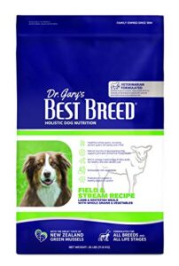 best breed dr. gary's field & stream recipe, slow-cooked in usa, natural dry dog food for all breeds and sizes, 26lbs.