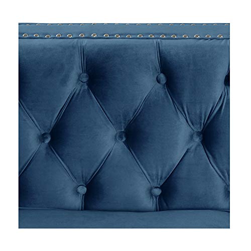 Morden Fort Sofas for Living Room, 85" Blue Chesterfield Sofa with Button Tufted & Nailhead Trim, Classic Velvet Upholstered Sofa for Office, Apartment, Home