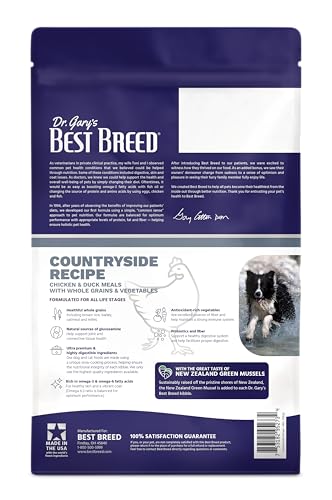 Best Breed Dr. Gary's Countryside Recipe Slow-Cooked in USA, Natural Dry Dog Food for All Breeds and Sizes, 4lbs.