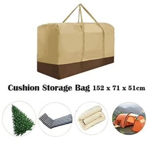 Cushion Storage Bag for Outdoor Cushions Extra Large 420D Oxford Waterproof Dust Proof Outdoor Zippered Patio Cushion Storage Bag (Beige,2 Pack)