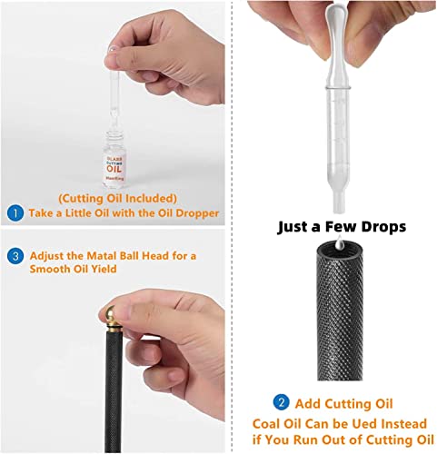 Glass Cutter Kit with Cutting Oil, 2mm-20mm Professional Cutting Head, Aotomatic Pencil Oil Feed Carbide Tip Glass Cutter Tool for Thick Glass Mosaic and Tile