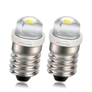 ruiandsion 2pcs e10 led bulb dc 1.5v cob 0.5w 6000k white led bulb for torch light flashlight light,negative earth