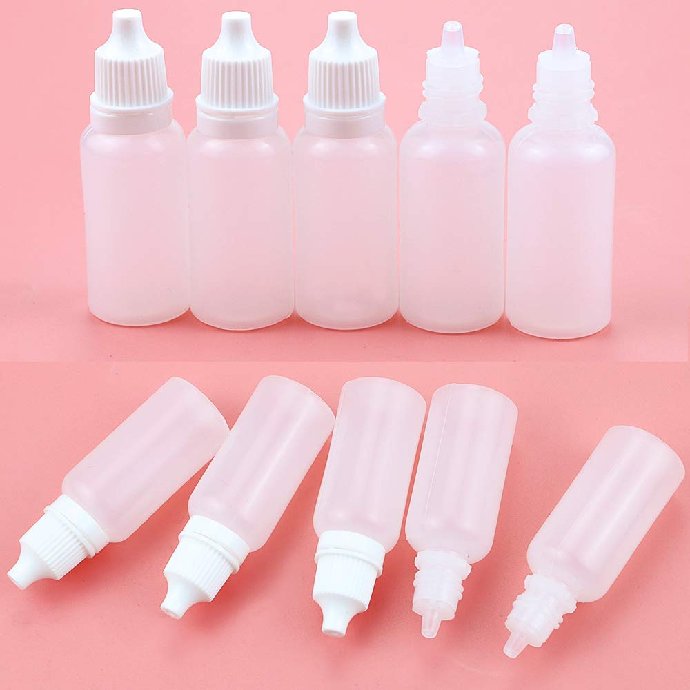 WYKOO 90 PCS 15ml 0.5oz Empty Plastic Squeezable Dropper Bottles with Caps, Portable Reusable Eye Liquid Dropper Bottles