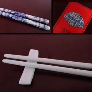 Cabilock Utensil Set Flatware Set 5 Pairs Chinese Blue and White Porcelain Chopsticks Ceramic Chopsticks Chinese Tableware (Random Pattern) Serving Utensils Set Dishware Sets