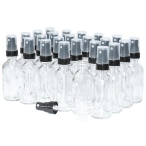 glassbottleoutlet (24 pack) 2 oz. clear boston round with black fine-mist sprayer