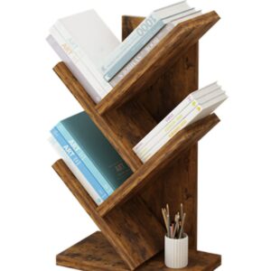 Lydia88 Tree Bookshelf，4-Layer Floor Standing Bookshelf，The Desktop Bookshelf Can Hold Books，Magazines, CDs and Photo Albums，Desktop Organizer，Office Storage Rack Real Wooden Bookshelf